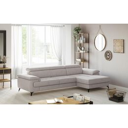 Ecksofa COTTA "Astra L-Form, B: 300 cm", snow, B:300cm T:169cm, 100% Polyester (PES), Sofas, Ecksofa, mit Kopfteilverstellung, optional Bettfunktion & Bettkasten