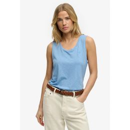 Tanktop Superdry "SCOOP NECK TANK", Damen, Gr. L, blaubell, Jersey, Obermaterial: 60% Baumwolle, 40% Lyocell, unifarben, regular fit normal, Rundhals, Tops Tanktop, Baumwollmischung, regular fit