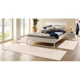 Bettumrandung Theko "Gabbeh Uni, Handweb Teppich, meliert, reine Wolle" Gr. 14, beige (natur), H:14mm, Obermaterial: 100% Wolle, Bettumrandungen, Bettumrandung, Bettvorleger, Uni-Farben, handgewebt, L&auml;ufer-Set, Schlafzimmer
