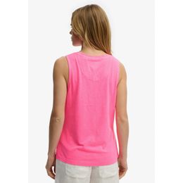Tanktop Superdry "SCOOP NECK TANK", Damen, Gr. S, fluro pink, Jersey, Obermaterial: 60% Baumwolle, 40% Lyocell, unifarben, regular fit normal, Rundhals, Tops Tanktop, Baumwollmischung, regular fit