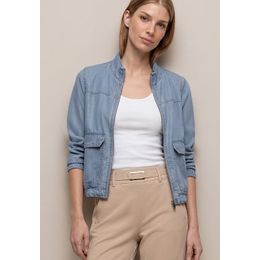 Blouson Street One, Damen, Gr. 38, light blau soft wash, Web, Obermaterial: 100% Lyocell. Futter: 100% Polyester, unifarben, regular fit normal, Rundhals, Jacken Blouson, mit Stehkragen aus Lyocell