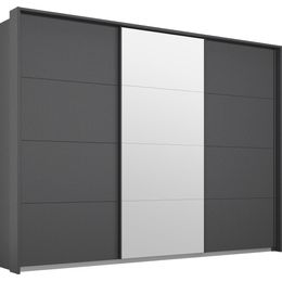 Schwebet&uuml;renschrank Rauch "Kleiderschrank Schrank Garderobe Schlafzimmerschrank Ankleide KEPAN", grau (graumetallic), B:278cm H:213cm T:64cm, Holzwerkstoff, Schr&auml;nke, Schwebet&uuml;renschrank, inkl. Schubladeneinsatz und Passepartout MADE IN GERMANY