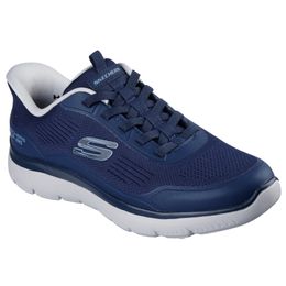 Slip-On Sneaker Skechers "SUMMITS-LEYTER", Damen, Gr. 44, navy, blau, Synthetik, Textil, Schuhe Slip-On Sneaker, Slipper, Schn&uuml;rschuh mit Handsfree Slip-Ins Funktion