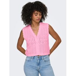 Strickjacke Only "ONLIRINA V-NECK BUTTON VEST KNT NOOS", Herren, Gr. XL, prism pink, Strick, Obermaterial: 60% Baumwolle, 40% Polyacryl, unifarben, normal, V-Ausschnitt, Strickjacken Strickjacke, Baumwollmischung