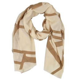 Schal styleBREAKER "Schal mit Graphic Lines Muster", Damen, beige (beige, braun), Obermaterial: 80% Viskose CV. 20% Wolle WO., Modisch, Modet&uuml;cher Schal