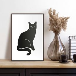 Bild mit Rahmen Reinders "Black Cat", schwarz (farbe bild(er): schwarz), B:20cm H:30cm T:1,6cm, Holzwerkstoff, Bilder, Bild mit Rahmen