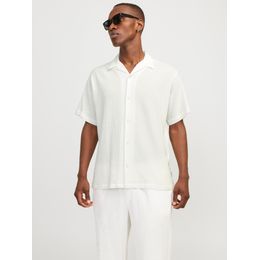 Jack & Jones Kurzarmhemd JACK & JONES "JORLUKE CRINKLE RESORT SHIRT SS SN", Herren, Gr. L, N-Gr, wei&szlig; (cloud dancer), Web, Obermaterial: 100% Baumwolle, unifarben, relaxed fit normal, Hemden Kurzarmhemd
