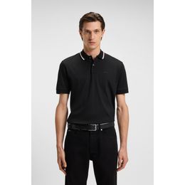Poloshirt BOSS "Penrose 38", Herren, Gr. XXL, schwarz 001, Jeans, Obermaterial: 100% Baumwolle, slim fit normal, B&uuml;ndchen, Shirts Poloshirt, aus Baumwolle mit gestreiftem Kragen, slim fit