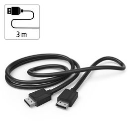 Hama Audio- & Video-Kabel "DisplayPort-Kabel mit schlanken Display-Port Stecker, 21,6 Gbit/s", schwarz, 300cmcm, Kabel, doppelt geschirmt, Max. Aufl&ouml;sung 4K 4096 x 2160 Bildpunkte, 3 Meter, Audio- & Video-Kabel