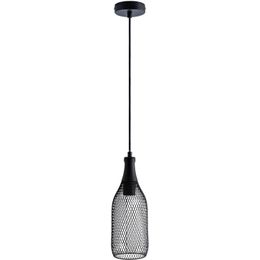 Paco Home Pendelleuchte "DESMOND", schwarz, 1, &Oslash; 12cm H: 33cm, Leuchten, H&auml;ngelampe Esszimmer Esstischlampe Metall 1,5m Textilkabel K&uuml;rzbar, Pendelleuchte