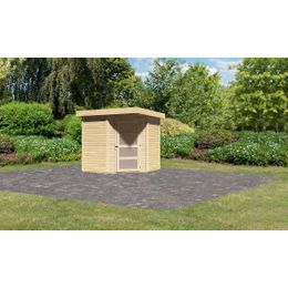 Gartenhaus Karibu "Schwandorf 3", beige (naturbelassen), ohne Fu&szlig;boden, ohne R&uuml;ck- und Seitenwand, ohne Dacheindeckung, Holzwerkstoff, Gartenh&auml;user, Gartenhaus, aus hochwertiger nordischer Fichte