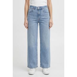 High-waist-Jeans Only "ONLMADISON BLUSH HW CP WD DNM CRO371NOOS", Damen, Gr. L, L&auml;nge 34, light blau denim, Denim/Jeans, Obermaterial: 92% Baumwolle, 6% Elastomultiester, 2% Elasthan, unifarben, kn&ouml;chelfrei, Jeans High-waist-Jeans, wide fit, kn&ouml;chelfrei