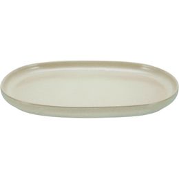 Servierplatte Creatable "Uno, Servier-Platte oval", beige (sand), Steinzeug, Servierplatten, Servierplatte, Seidenmatte Spezialglasur, Harmonisch ausbalanciert