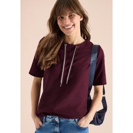T-Shirt Cecil, Damen, Gr. XL (44), sweet grape rot, Jersey, Obermaterial: 52% Polyester, 45% Baumwolle, 3% Elasthan, Strukturmuster, unifarben, regular fit normal, Rundhals, Shirts T-Shirt, mit Tunnelzug
