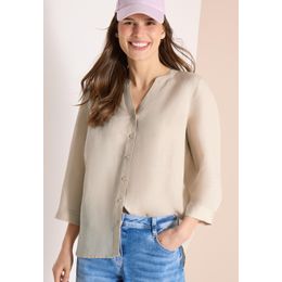 Hemdbluse Cecil, Damen, Gr. XS (36), macadamia beige, Web, Obermaterial: 55% Leinen, 45% Viskose, unifarben, regular fit normal, Rundhals, B&uuml;ndchen, Blusen Hemdbluse, mit Knopfleiste