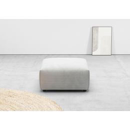 Hocker Home Affaire "Glimminge auch in Breitcord, Feincord und Easy care-Bezug", silber, H:71cm T:80cm, 95% Polyester, 5% Nylon, Hocker, Hocker, passend zur Serie "Glimminge"
