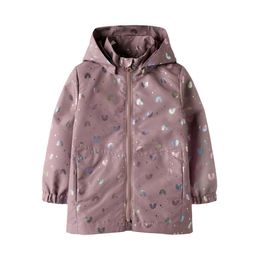 Parka name it "NMFMAXI JACKET LI FOIL AOP", M&auml;dchen, Gr. 104, grape shake, Web, Obermaterial: 100% Polyester, bedruckt, bequem normal, elastischer Bund, Jacken Parka