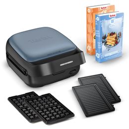 Tefal 2-in-1-Sandwichmaker "SW8674 Snack Collection", schwarz, aqua, B:20,6cm H:34,5cm T:28,5cm, Sandwichmaker, Antihaftbeschichtung, austauschbare Plattensets, inkl. Rezeptbuch, 2-in-1-Sandwichmaker