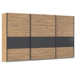 Schwebet&uuml;renschrank Rauch "Kleiderschrank Schrank Garderobe Ankleide Schlafzimmerschrank CORTONA", grau (eiche artisan, graumetallic), B:360cm H:210cm T:62cm, Holzwerkstoff, Schr&auml;nke, Schwebet&uuml;renschrank, inkl. Inneneinteilung, 2 Stoffboxen extra Einlegeb&ouml;den MADE IN GERMANY