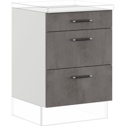 Auszugsunterschrank IMPULS K&Uuml;CHEN "Prag und Valencia", Breite/H&ouml;he: 60/72,3 cm", grau (beton, optik schiefer dunkelgrau), B:60cm H:72,3cm T:57,6cm, Dekorfolie, Holzwerkstoff, Schr&auml;nke, Auszugsunterschrank, vormontiert, mit Soft-Close