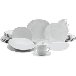 Kombiservice Creatable "Square Weiss", wei&szlig;, 30 Stk., Porzellan, Geschirr-Sets, Kombiservice, abgerundete, quadratische Form