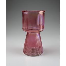 Windlicht AM Design "aus Glas", rosa, B:10cm H:19cm, Glas, Kerzenhalter, Windlicht, 4er Set, BxH: 10x19 cm