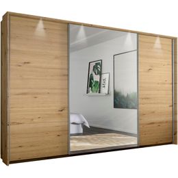 Schwebet&uuml;renschrank Rauch "Kleiderschrank Schrank Garderobe CORTONA optional mit Beleuchtung", braun (eiche artisan), B:323cm H:214cm T:64cm, Holzwerkstoff, Schr&auml;nke, Schwebet&uuml;renschrank, inkl. Passepartout, Inneneinteilung 2 Boxen und B&ouml;den MADE IN GERMANY