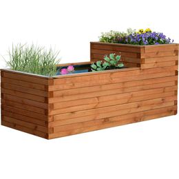 Dobar Gartenteich, pflegeleichter Hochteich inkl. Teichfolie aus Kiefer versch. Modelle