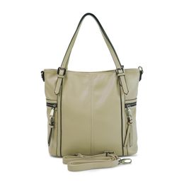 Schultertasche Harpa "TALIA", Damen, Gr. B/H/T: 40cm x 31cm x 40cm, beige, Kunstfaser, unifarben, Taschen Schultertasche, mit seitlichen Rei&szlig;verschlussf&auml;chern