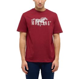 T-Shirt Mustang "Austin-Logoprint", Damen, Gr. XXL, cabernet, Jersey, Obermaterial: 100% Baumwolle, bedruckt, normal normal, Rundhals, Shirts T-Shirt, Regular fit
