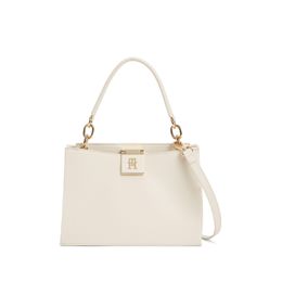 Henkeltasche Tommy Hilfiger "TH HER TOTE", Herren, Gr. B/H/T: 24,5cm x 18,5cm x 12cm, creme, Lederimitat, Taschen, Damen Schultertasche, Henkeltasche mit TH-Logo