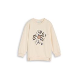Sweatshirt Tom Tailor, M&auml;dchen, Gr. 104/110, light almond, Sweatware, Obermaterial: 70% Baumwolle, 30% Polyester, bedruckt, oversize normal, Rundhals, Rippb&uuml;ndchen, Sweatshirts Sweatshirt, mit Print