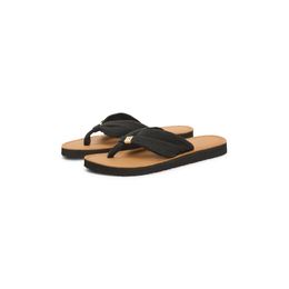 Zehentrenner Tommy Hilfiger "TH LTR FOOTBED SUMMER SANDAL", Damen, Gr. 42, schwarz, Textil, Basic, Schuhe Zehentrenner, Sommerschuh, Strandschuh, Dianette, Flat mit Logoemblem