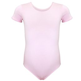 Turnanzug AQUARTI "Body M&auml;dchen Kurzarm Ballettanzug Einfarbig", M&auml;dchen, Gr. 122, rosa, Obermaterial: 96% Baumwolle CO. 4% Elasthan EL., Sportanz&uuml;ge