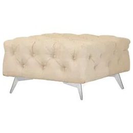 Polsterhocker Home Affaire "Glynis", beige (creme), B:80cm H:45cm T:80cm, Struktur (100% Polyester);Samtoptik (100% Polyester), Hocker, Polsterhocker, aufw&auml;ndige Knopfheftung, moderne Chesterfield Optik, Fu&szlig;farbe w&auml;hlbar