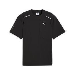 T-Shirt Puma "PumaTECH Relaxed Pocket T-Shirt Herren", Damen, Gr. L, schwarz, Obermaterial: 77% Nylon, 23% Elasthan. Rippe: 92% Nylon, 8% Elasthan, clean, relaxed fit, Rundhals, Shirts T-Shirt