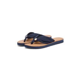 Zehentrenner Tommy Hilfiger "TH LTR FOOTBED SUMMER SANDAL", Damen, Gr. 35, dunkelblau, Textil, Basic, Schuhe Zehentrenner, Sommerschuh, Strandschuh, Dianette, Flat mit Logoemblem