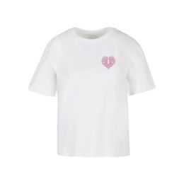 T-Shirt MISS TEE "Miss Tee Damen Heart Cage Rose Tee", Damen, Gr. S, wei&szlig;, 100% Baumwolle, bedruckt, oversize, Rundhals, Shirts T-Shirt