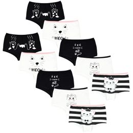 Panty TUPTAM "Shorts TupTam Unterhosen M&auml;dchen Shorts 10er Pack", M&auml;dchen, Gr. 104, beige (shorts katzen creme schwarz), Obermaterial: 95% Baumwolle CO. 5% Elasthan EL., Unterhosen Panty