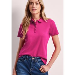 Poloshirt Street One, Damen, Gr. 34, magenta dream, Web, 97% Baumwolle, 3% Elasthan, unifarben, normal normal, hoch geschlossener Ausschnitt, abgesteppt, Shirts, aus Baumwolle mit Stretchante