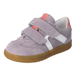 Sneaker Pepino BY RICOSTA "Dakota", M&auml;dchen, Gr. 27, flieder, wei&szlig;, Veloursleder, kontrastfarbene Details, Schuhe Sneaker, Klettschuh im Retro Look, Gr&ouml;&szlig;enschablone zum Download