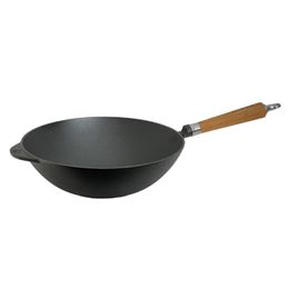 Wok RONNEBY BRUK "Maestro Wokpfanne, &Oslash; 32 cm, mit Holzgriff", schwarz, mit eichenholzgriff, B:32cm H:13cm L:58cm, Pfannen, Wok