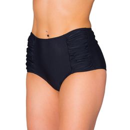 Bikini-Hose AQUARTI "Bikinihose Aquarti Damen Bikinihose mit Hoher Taille und Raffung", Damen, Gr. 38, N-Gr, schwarz, Obermaterial: 80% Polyamid PA. 20% Elasthan EL., Badehosen Bikini-Hose