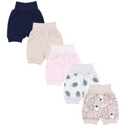 Pumphose TUPTAM "Pumphose Baby M&auml;dchen Sommershorts 5er Set", M&auml;dchen, Gr. 62, N-Gr, beige (igel puderrosa dunkelblau beige), Obermaterial: 100% Baumwolle CO., Hosen