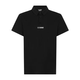 Poloshirt Plein Sport "Pique Polo T-Shirt Scratch", Damen, Gr. L, 02, schwarz, Stoff: 37% Viskose, 30% Acryl, 28% Baumwolle, 5% Elasthan, Shirts