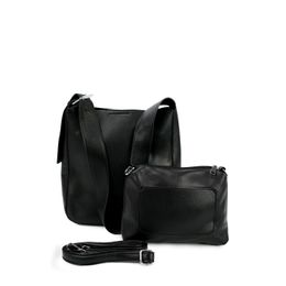 Schultertasche Harpa "BIDDY", Damen, Gr. B/H/T: 10cm x 31cm x 30cm, schwarz, Polyurethan (PU), unifarben, Taschen Schultertasche, im Set mit kleiner Umh&auml;ngetasche