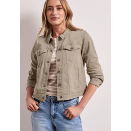 Jeansjacke Street One, Damen, Gr. 34, beige washed, Jeans, 92% Baumwolle, 6% Polyester, 2% Elasthan, unifarben, normal normal, V-Ausschnitt, B&uuml;ndchen, Jacken Jeansjacke, im Denim-Style
