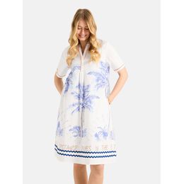 LIEBLINGSST&Uuml;CK Tunikakleid LIEBLINGSST&Uuml;CK "JulieL", Damen, Gr. 38, N-Gr, sanftes wei&szlig;, Web, Obermaterial: 100% Baumwolle, bedruckt, regular fit knieumspielend, V-Ausschnitt, abgesteppte Kante, Kleider, mit dekorativem Print, Baumwoll-Qualit&auml;t