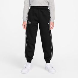 Sporthose Nike Sportswear "K NK AIR FLC JGGR", M&auml;dchen, Gr. M, N-Gr, schwarz, wei&szlig;,, Obermaterial: 80% Baumwolle, 20% Polyester, Hosen Sporthose, f&uuml;r Jugendliche, sportlicher Stil