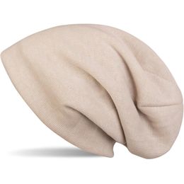 Strickm&uuml;tze styleBREAKER "Feinstrick Beanie Unifarben", Damen, beige, 100% Viskose CV., Modisch, M&uuml;tzen Strickm&uuml;tze